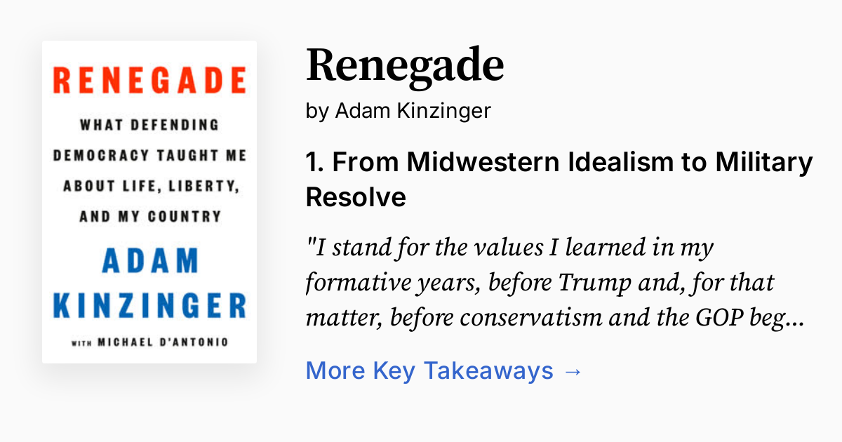 Renegade by Adam Kinzinger | Résumé, Quotes, Audio