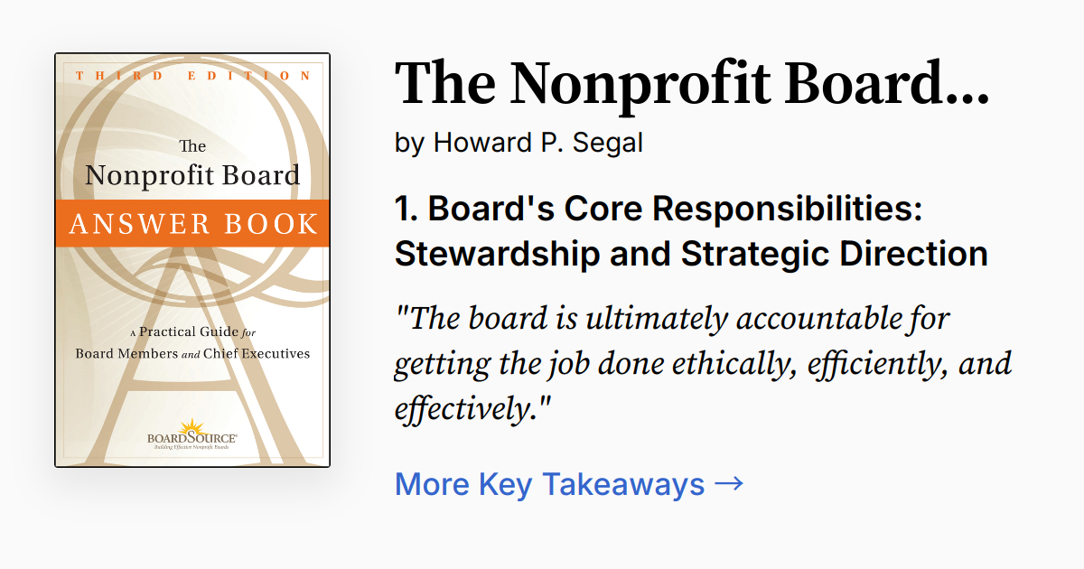 The Nonprofit Board Answer Book | Summary, Audio, Quotes