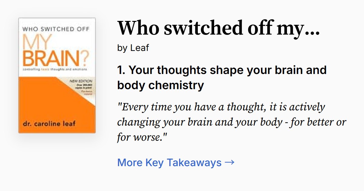 Who Switched Off My Brain? | Summary, Audio, Quotes, FAQ