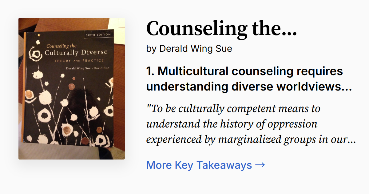 Counseling the Culturally Diverse | Summary, Audio, Quotes, FAQ