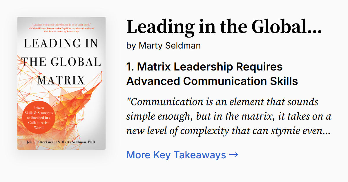 Leading in the Global Matrix | Summary, Quotes, FAQ, Audio