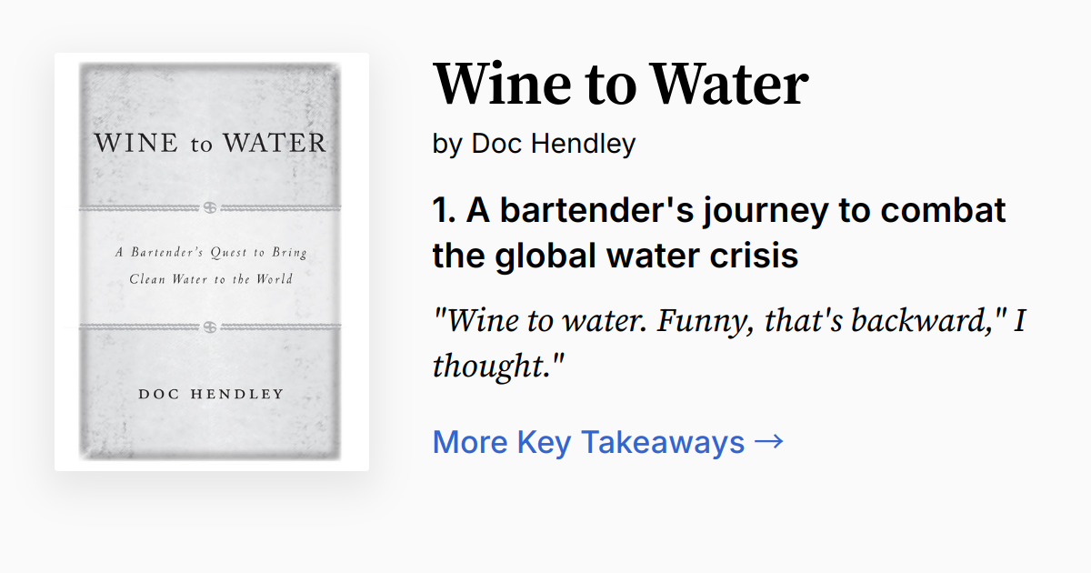 Wine to Water by Doc Hendley | Summary, Audio, Quotes, FAQ