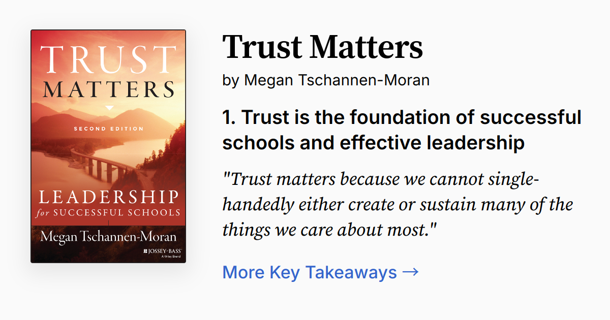 Trust Matters by Megan Tschannen-Moran | Summary, Audio, Quotes, FAQ