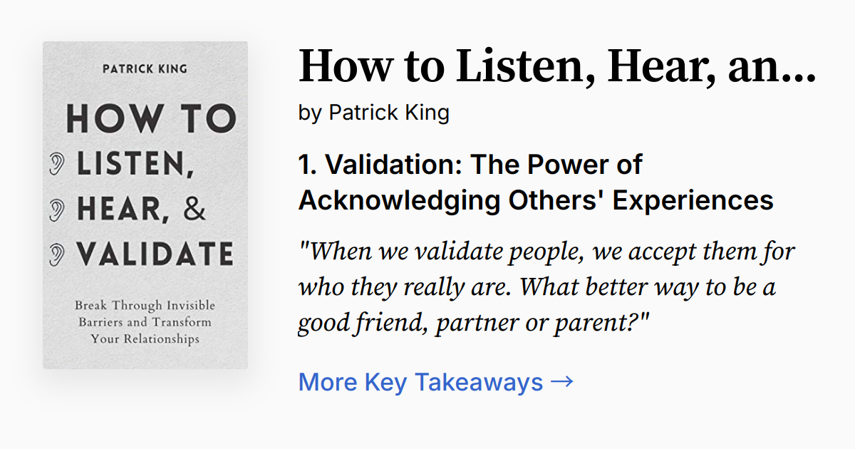 How to Listen, Hear, and Validate | Summary, Quotes, FAQ, Audio