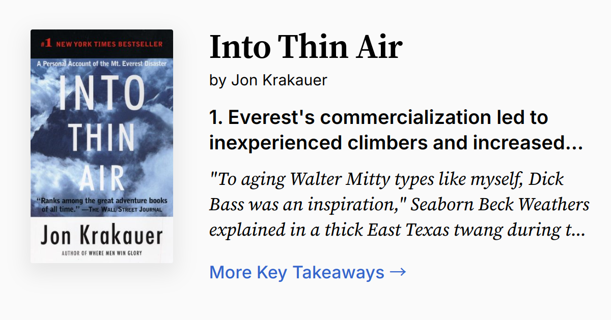 Into Thin Air by Jon Krakauer | Summary, Quotes, FAQ, Audio