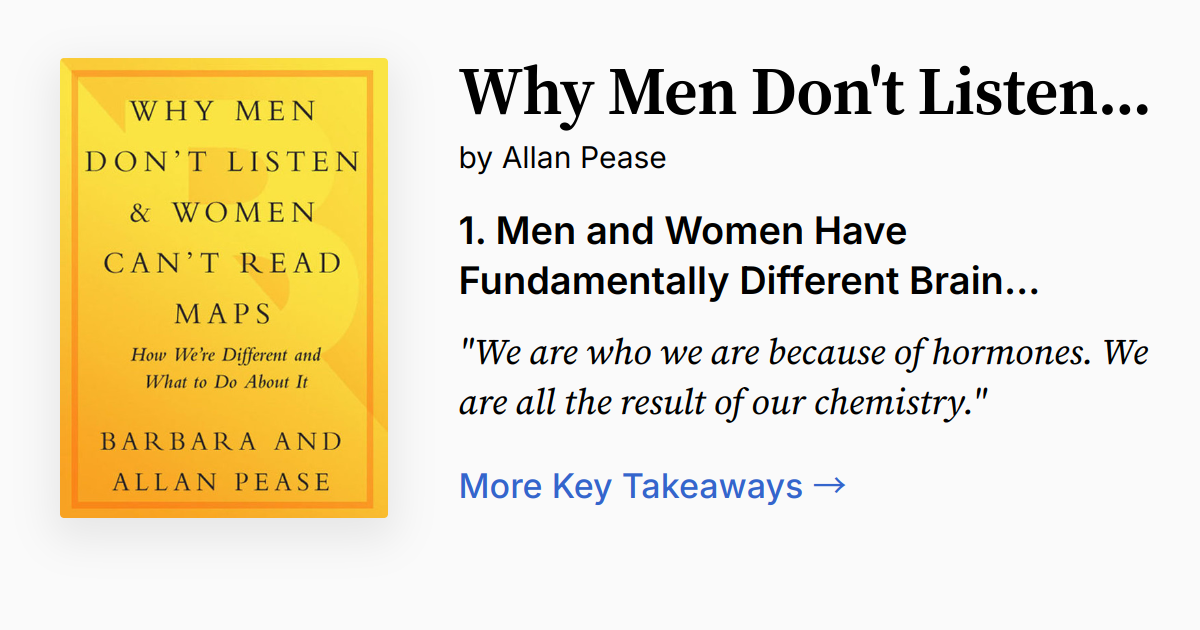 Why Men Don't Listen and Women Can't Read Maps | Summary, Audio, Quotes ...