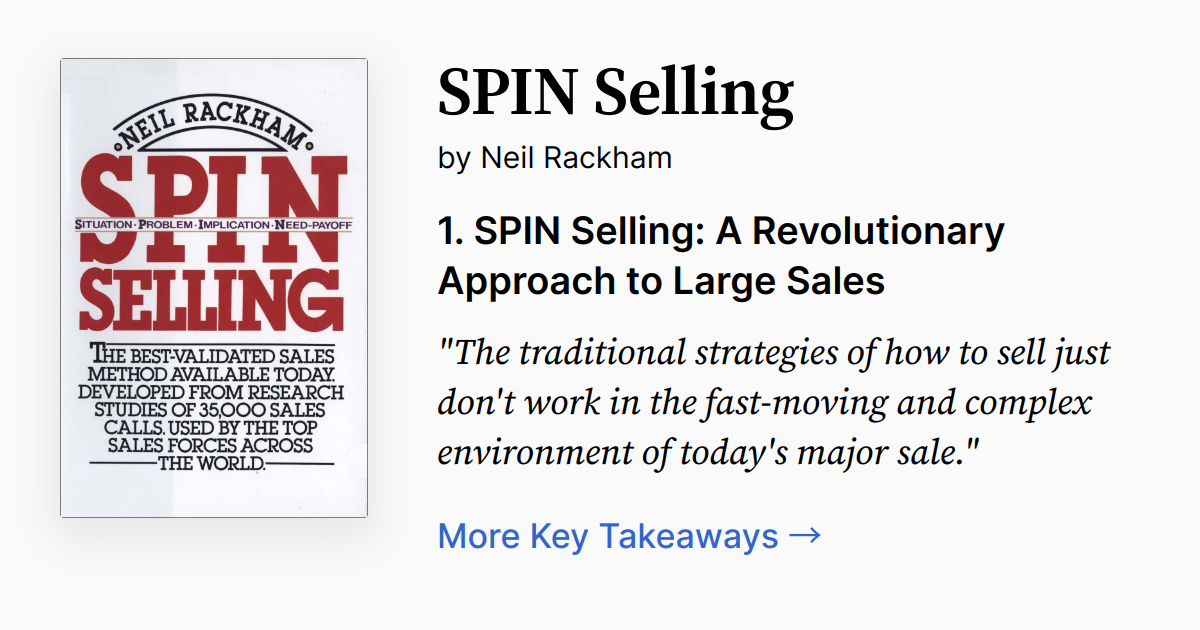 SPIN Selling by Neil Rackham | Summary, Quotes, FAQ, Audio