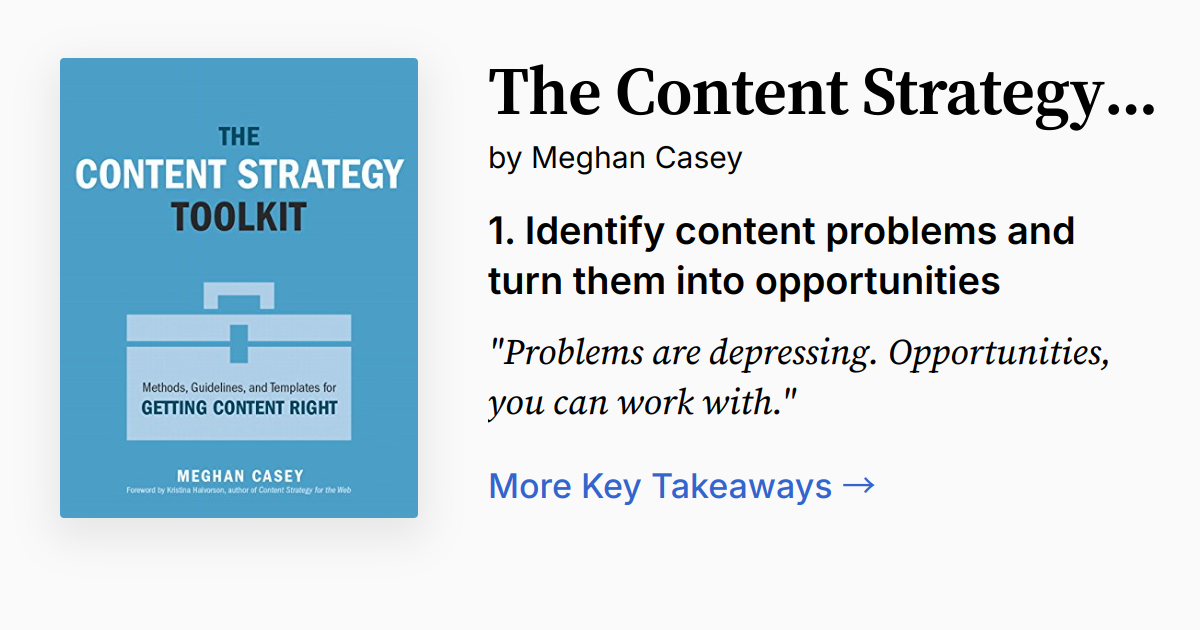 Content Strategy Toolkit, The | Summary, Audio, Quotes, FAQ