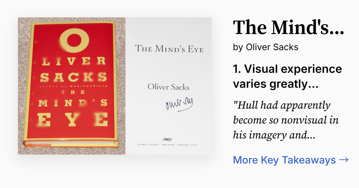 The Mind's Eye by Oliver Sacks | Summary, Audio, Quotes, FAQ
