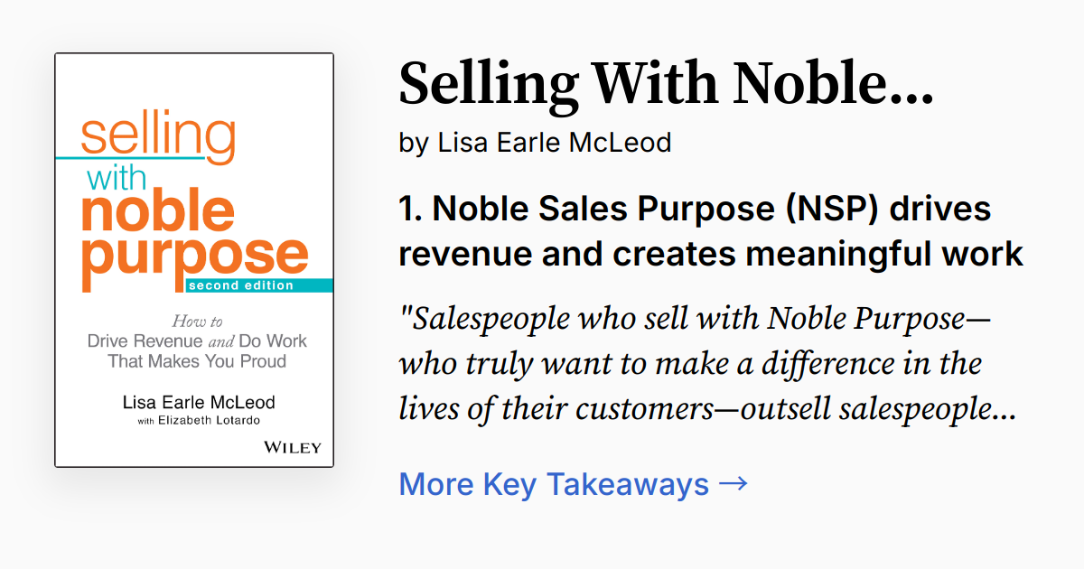 Selling with Noble Purpose | Summary, Quotes, FAQ, Audio
