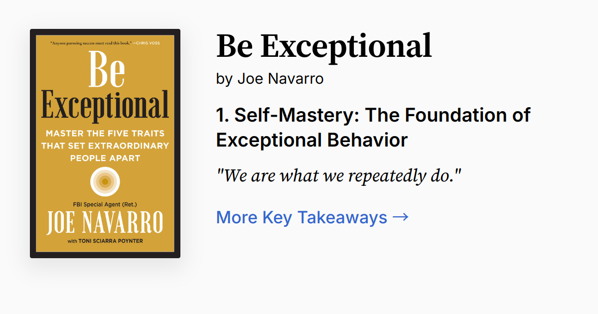 Be Exceptional by Joe Navarro | Summary, Audio, Quotes, FAQ