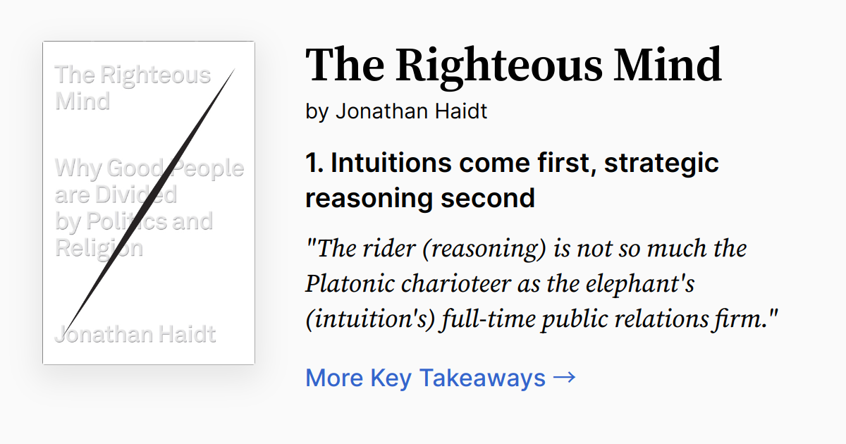 The Righteous Mind | Summary, Quotes, FAQ, Audio