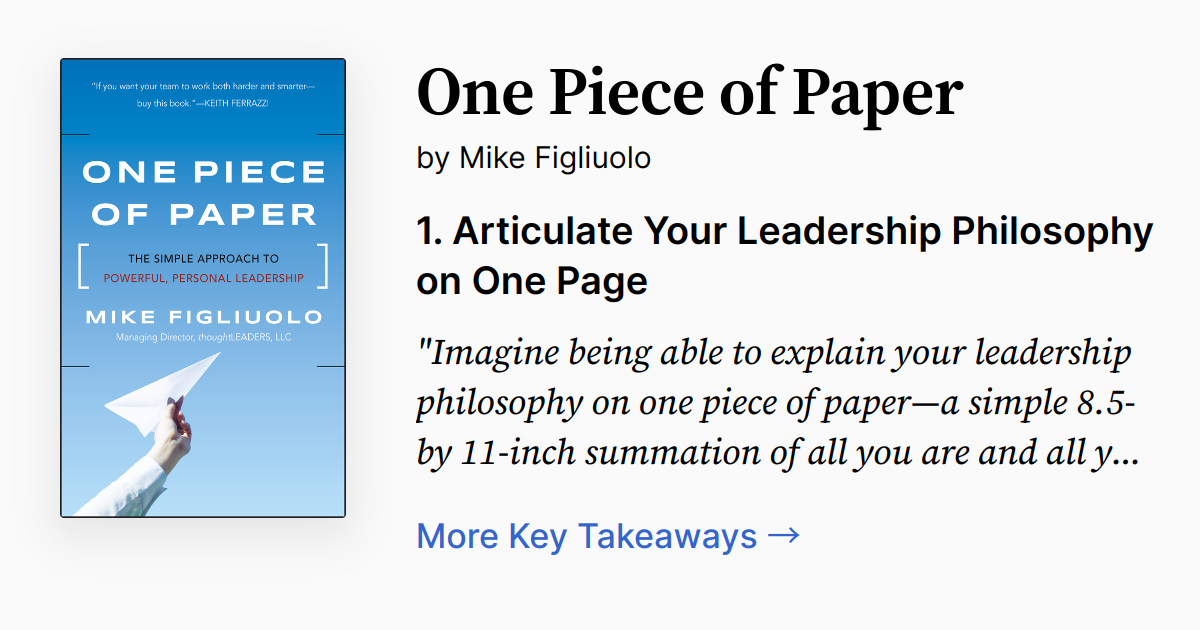 One Piece of Paper | Summary, Quotes, FAQ, Audio