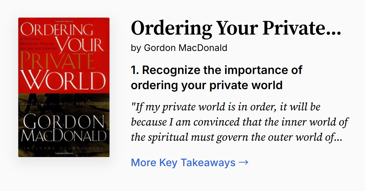 Ordering Your Private World | Summary, Audio, Quotes, FAQ