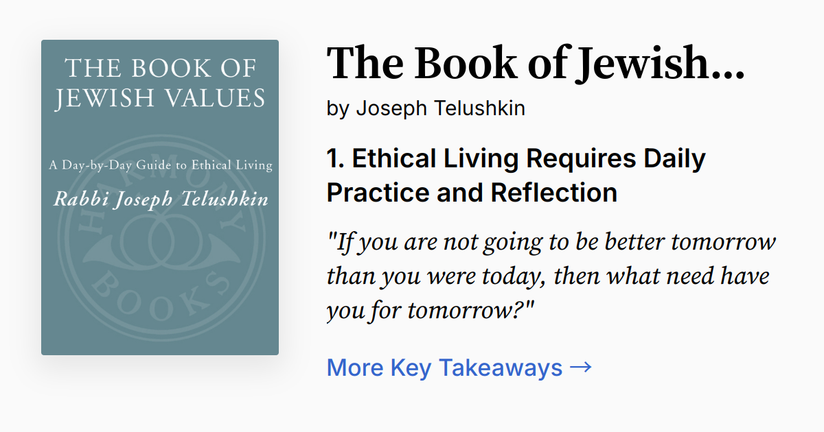 The Book of Jewish Values | Summary, Audio, Quotes