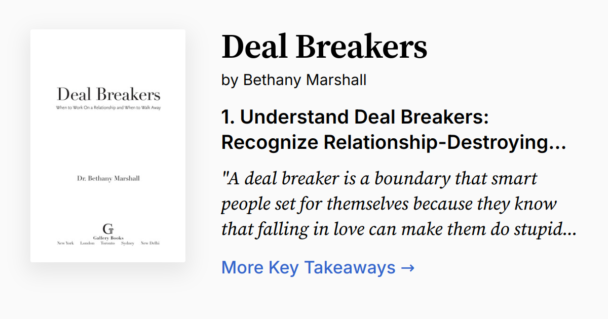 Deal Breakers by Bethany Marshall | Summary, Audio, Quotes