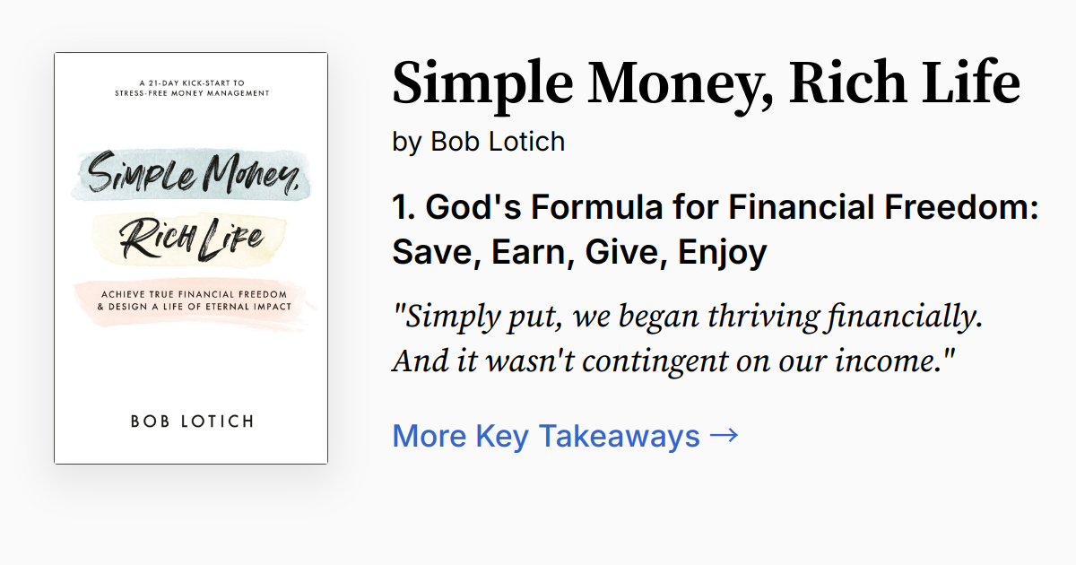 Simple Money, Rich Life | Summary, Audio, Quotes