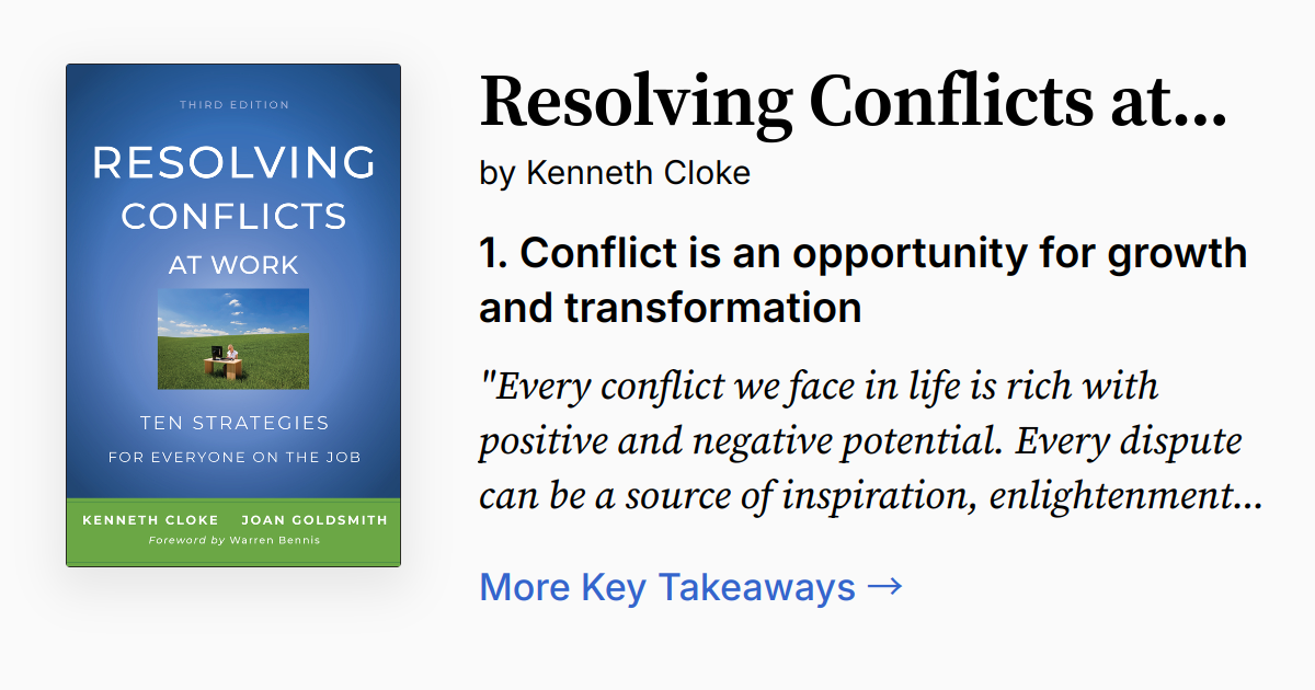 Resolving Conflicts at Work | Summary, Audio, Quotes, FAQ