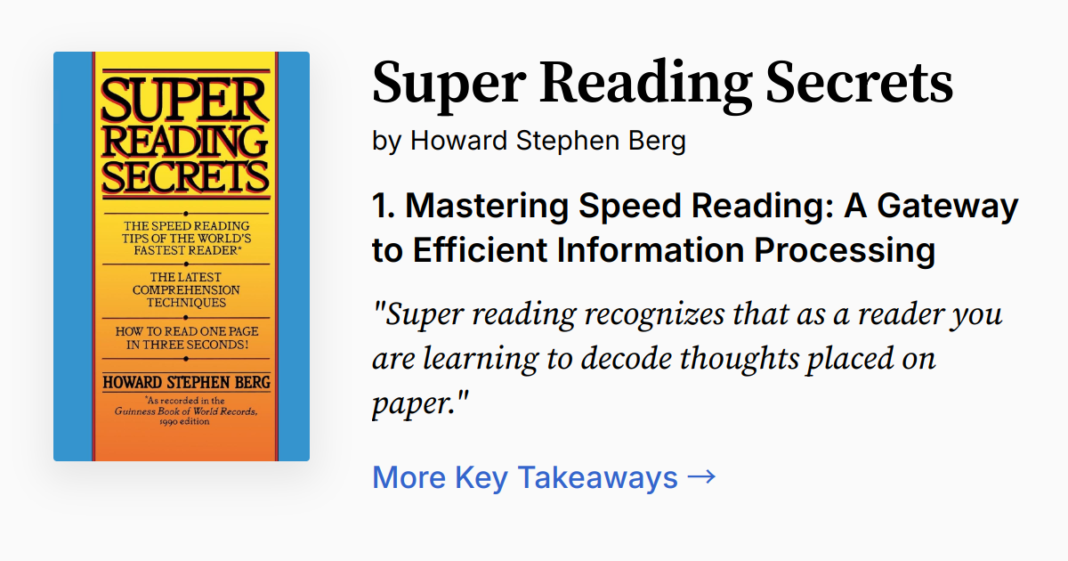 Super Reading Secrets | Summary, Audio, Quotes, FAQ