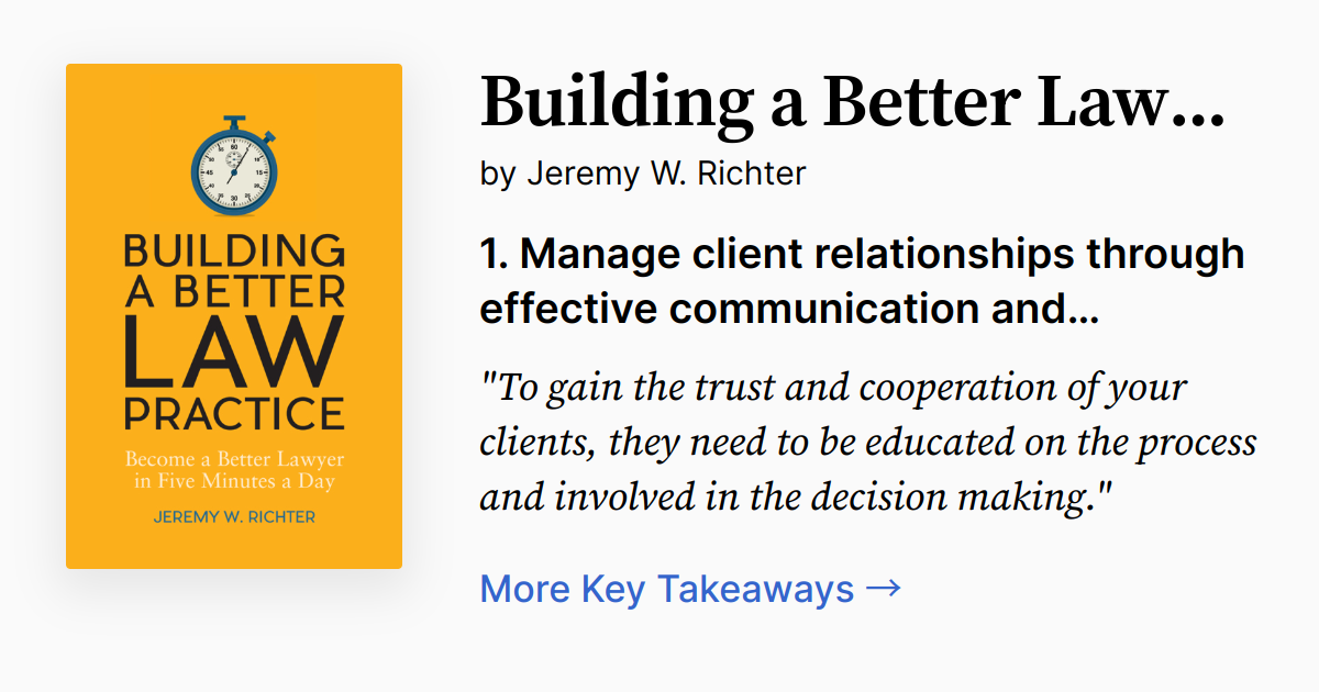 Building a Better Law Practice | Summary, Audio, Quotes, FAQ