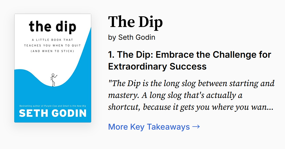 The Dip by Seth Godin | Summary, Audio, Quotes, FAQ