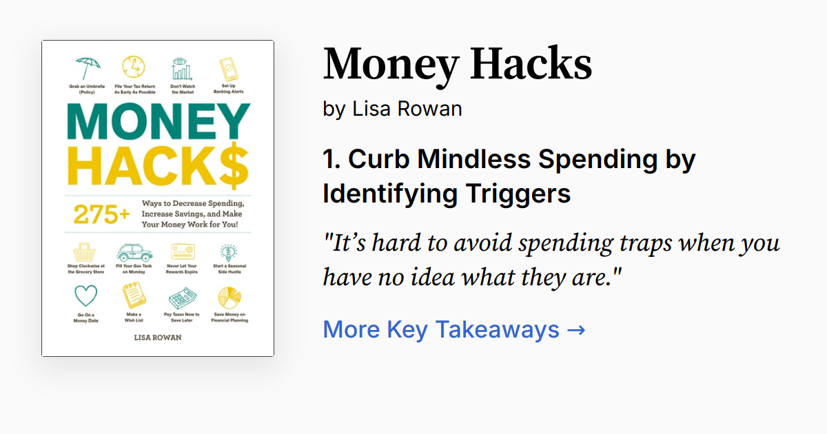 Money Hacks by Lisa Rowan | Summary, Audio, Quotes, FAQ