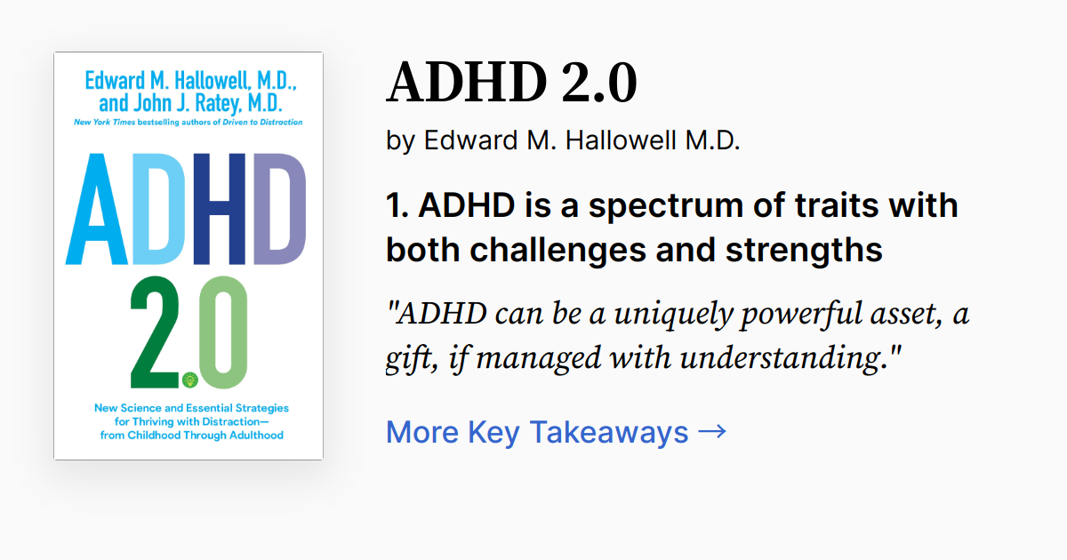 ADHD 2.0 by Edward M. Hallowell | Resumen, Quotes, FAQ, Audio