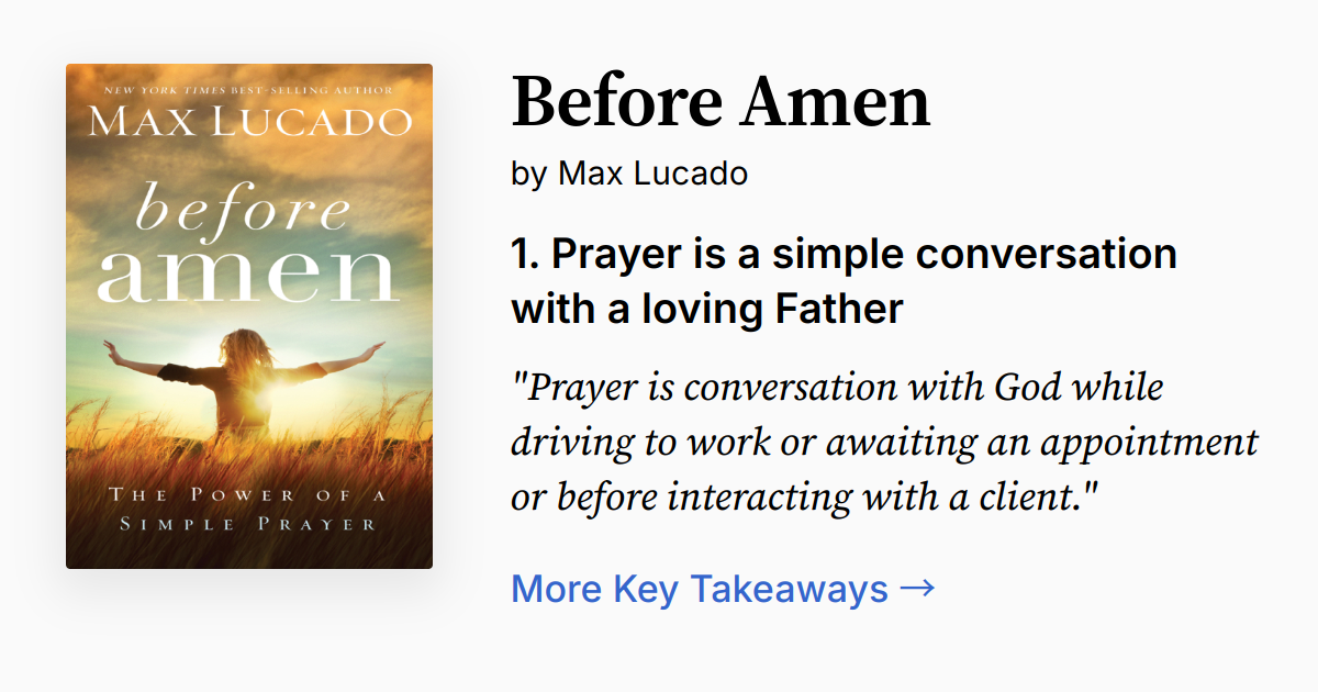 Before Amen by Max Lucado | Summary, Audio, Quotes, FAQ