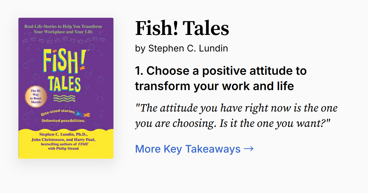Fish! Tales by Stephen C. Lundin | Summary, Audio, Quotes, FAQ