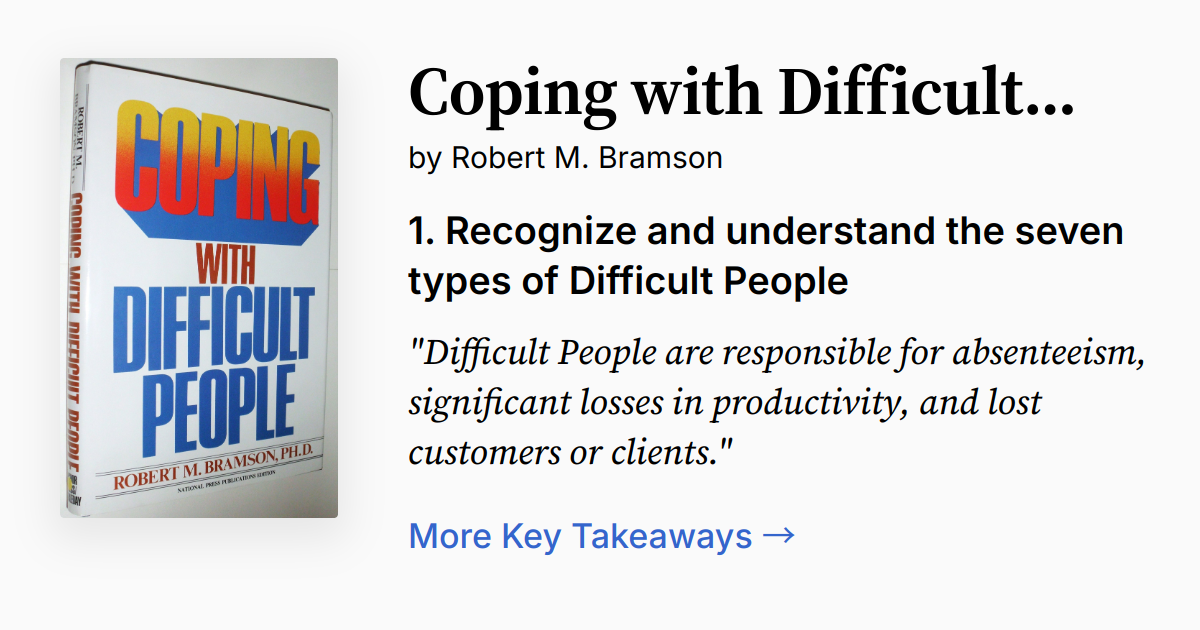 Coping With Difficult People | Summary, Quotes, FAQ, Audio