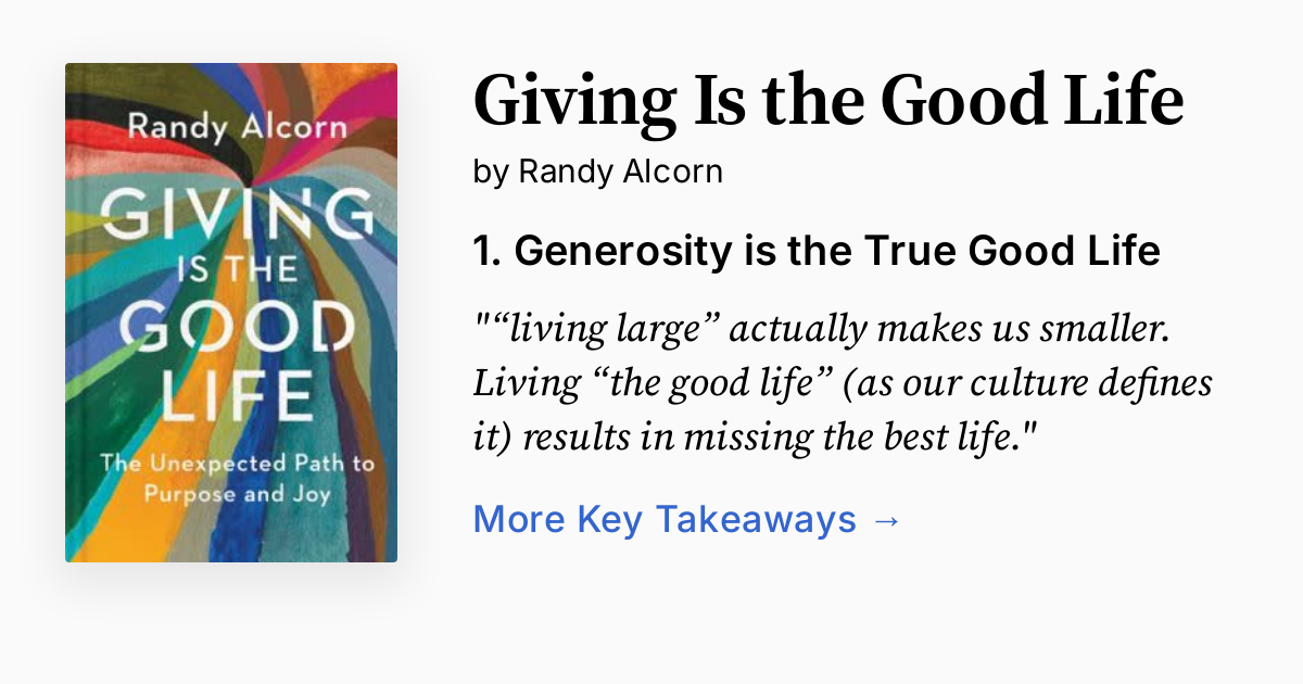 Giving Is the Good Life | Summary, Quotes, Audio