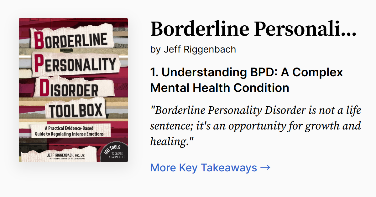 Borderline Personality Disorder Toolbox | Summary, Audio, Quotes