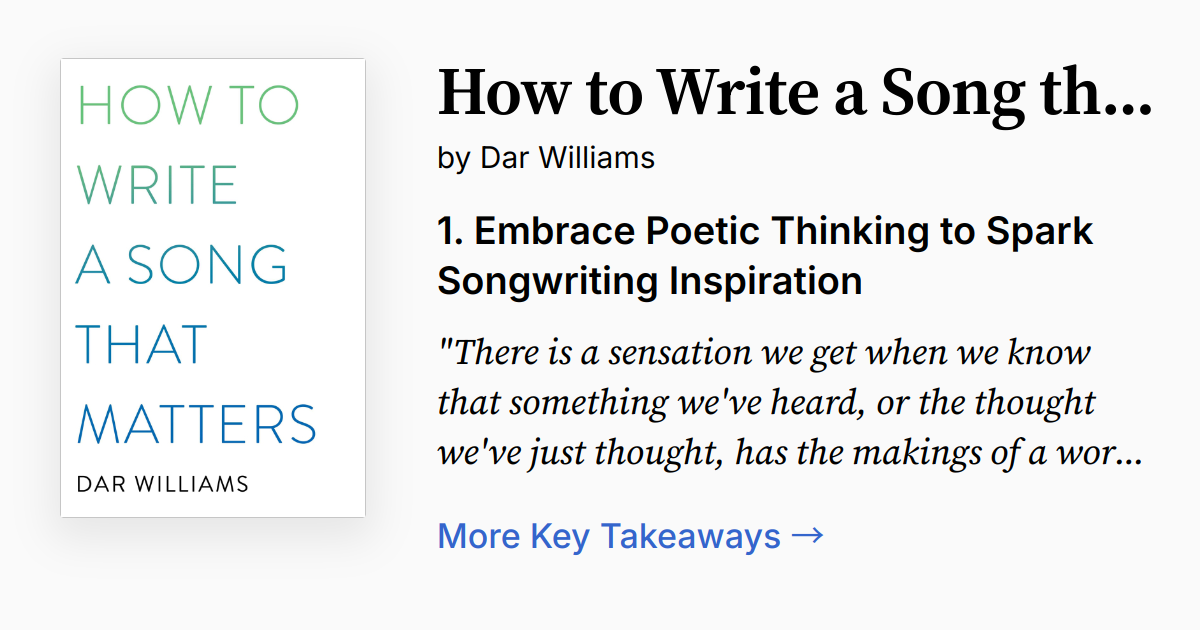 How to Write a Song that Matters | Summary, Audio, Quotes, FAQ