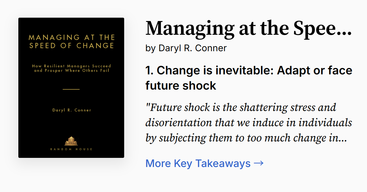 Managing at the Speed of Change | Summary, Audio, Quotes, FAQ