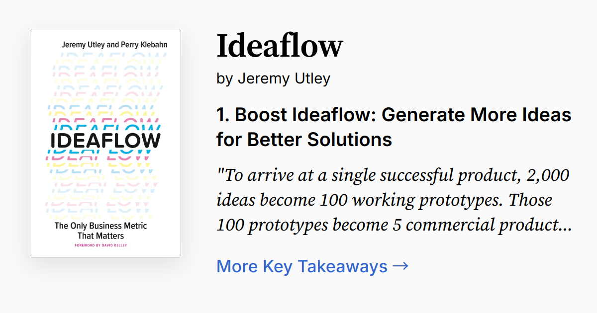 Ideaflow by Jeremy Utley | Summary, Audio, Quotes, FAQ