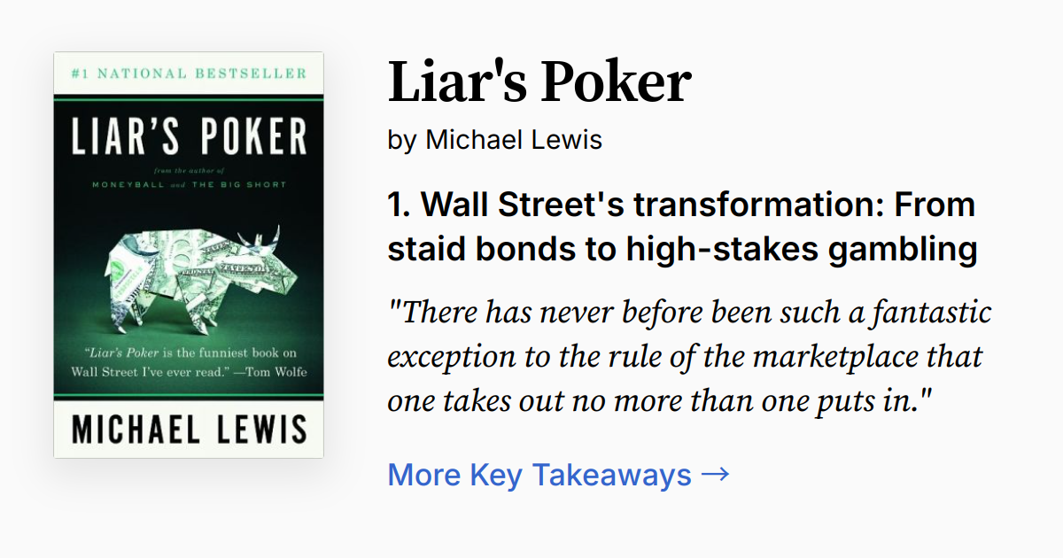 Liar's Poker by Michael Lewis | Summary, Quotes, FAQ, Audio
