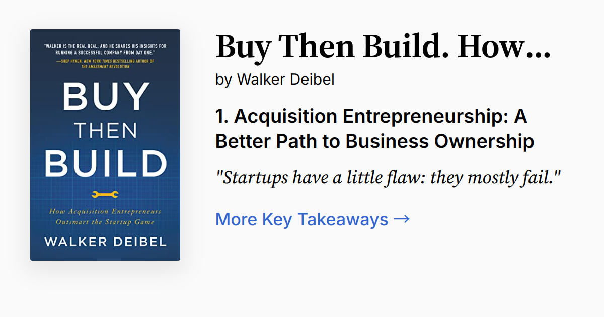 Buy Then Build by Walker Deibel | Summary, Quotes, FAQ, Audio
