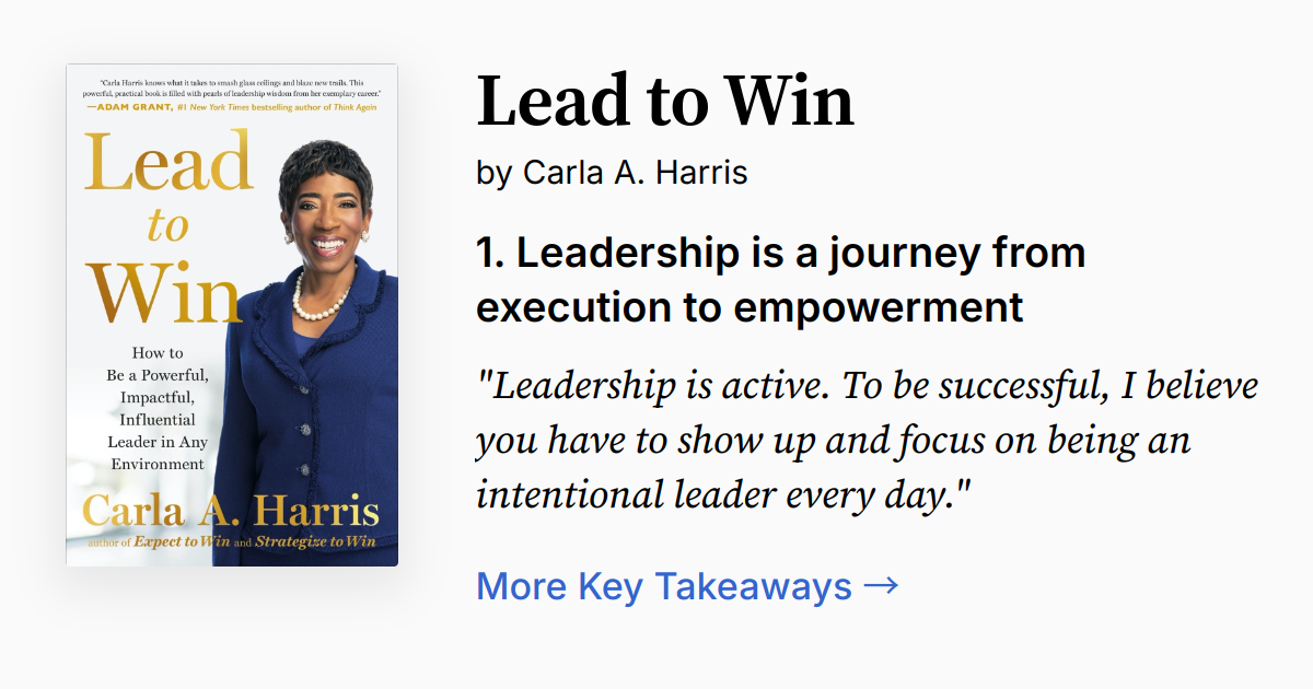 Lead to Win by Carla A. Harris | Summary, Quotes, FAQ, Audio