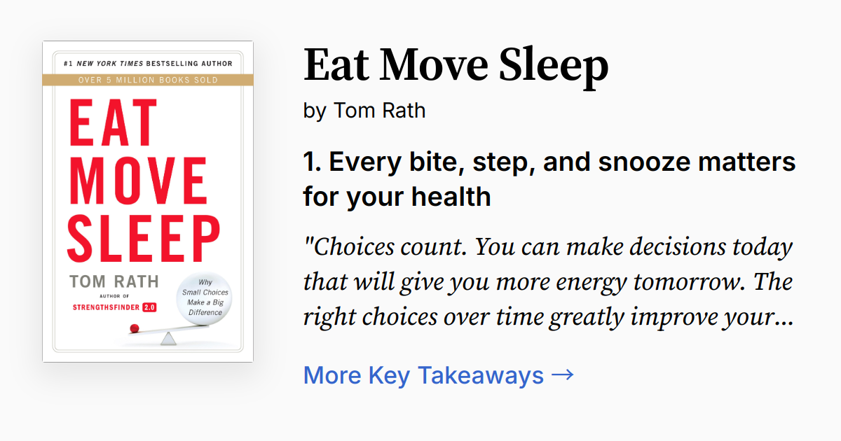 Eat Move Sleep by Tom Rath | Summary, Audio, Quotes, FAQ