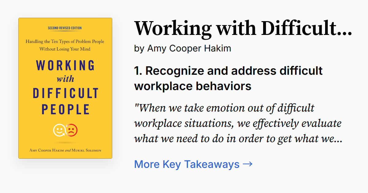 Working with Difficult People | Summary, Audio, Quotes, FAQ