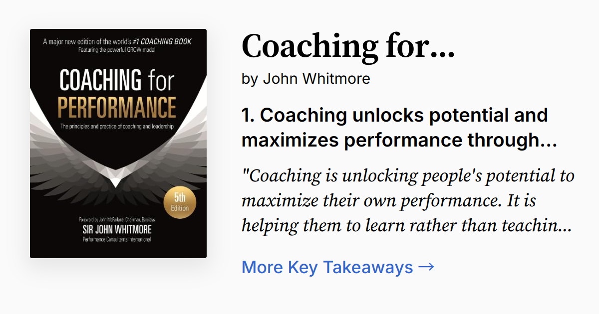 Coaching for Performance | Summary, Quotes, FAQ, Audio