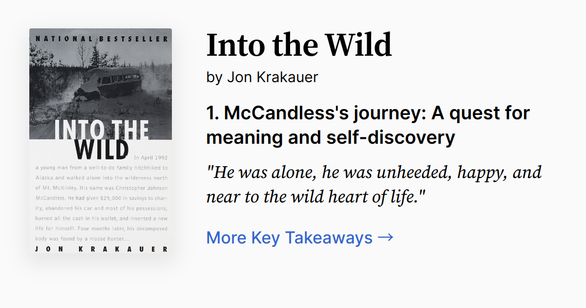 Into the Wild by Jon Krakauer | Summary, Quotes, FAQ, Audio