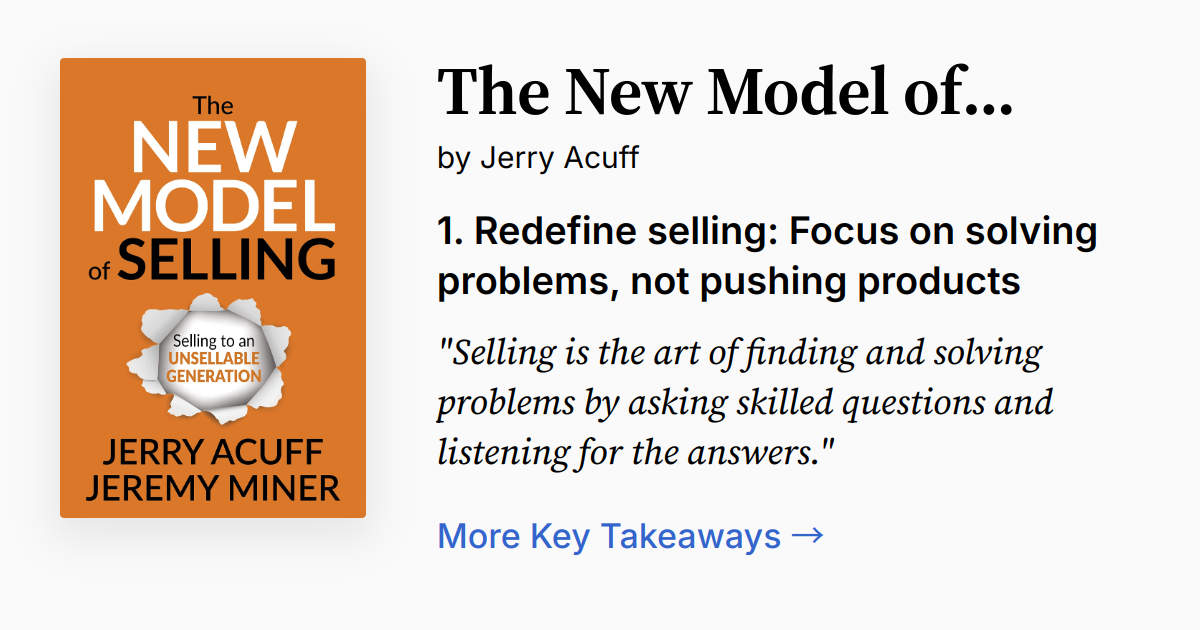 The New Model of Selling | Summary, Audio, Quotes, FAQ