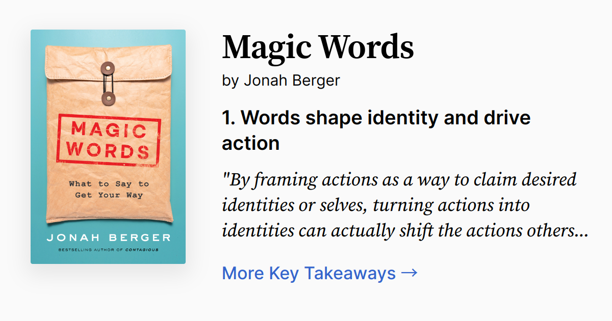 Magic Words by Jonah Berger | Summary, Quotes, FAQ, Audio