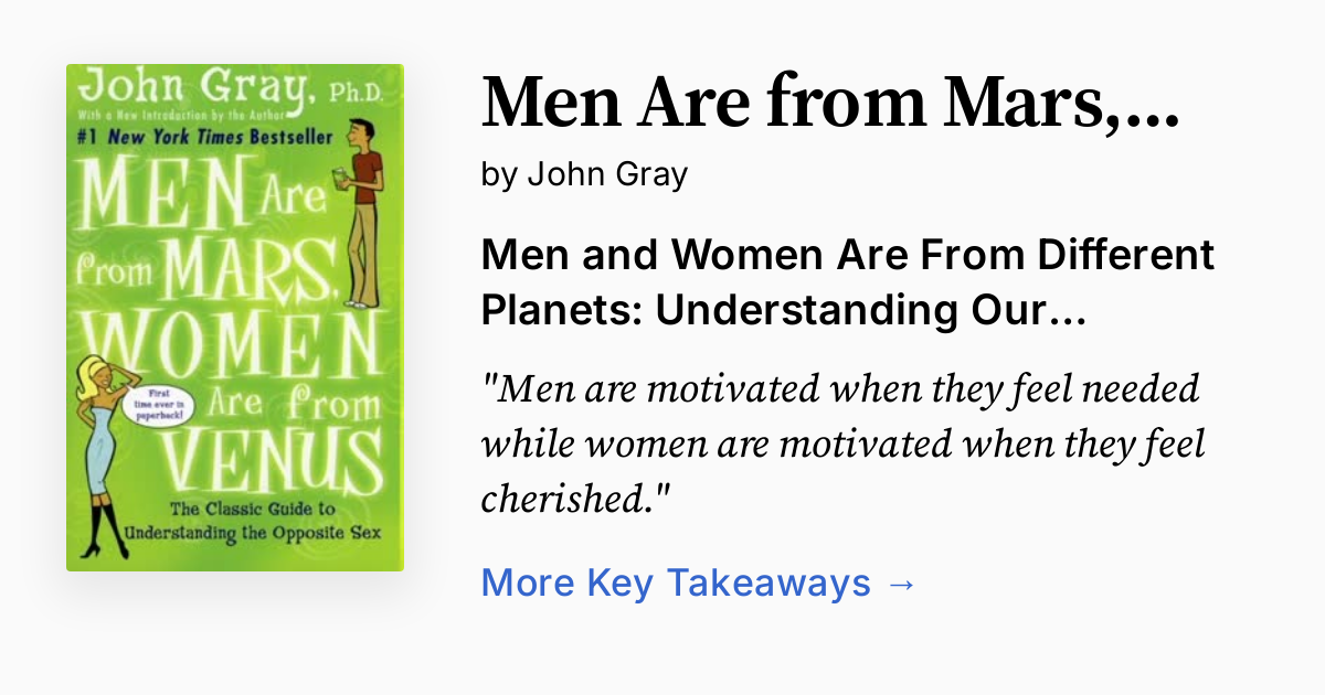 Men Are from Mars, Women Are from Venus | Summary, Quotes, FAQ, Audio