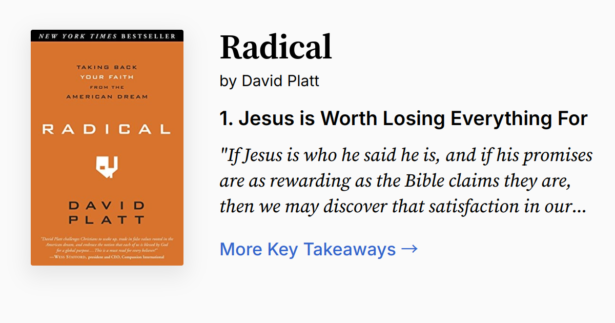 Radical by David Platt | Summary, Audio, Quotes, FAQ
