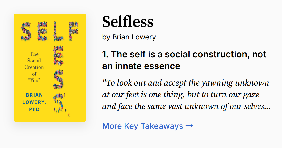 Selfless by Brian Lowery | Summary, Audio, Quotes, FAQ