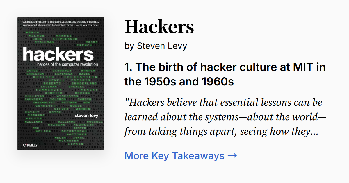 Hackers by Steven Levy | Summary, Audio, Quotes, FAQ