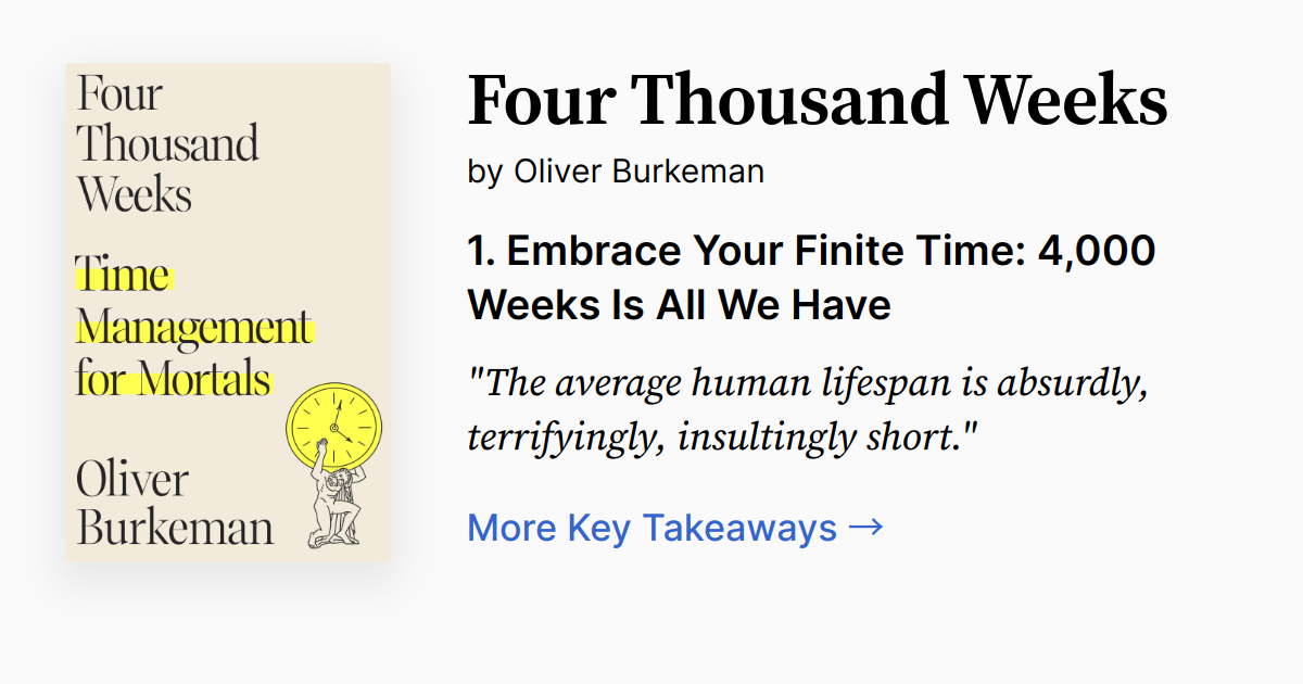 Four Thousand Weeks | Summary, Quotes, FAQ, Audio