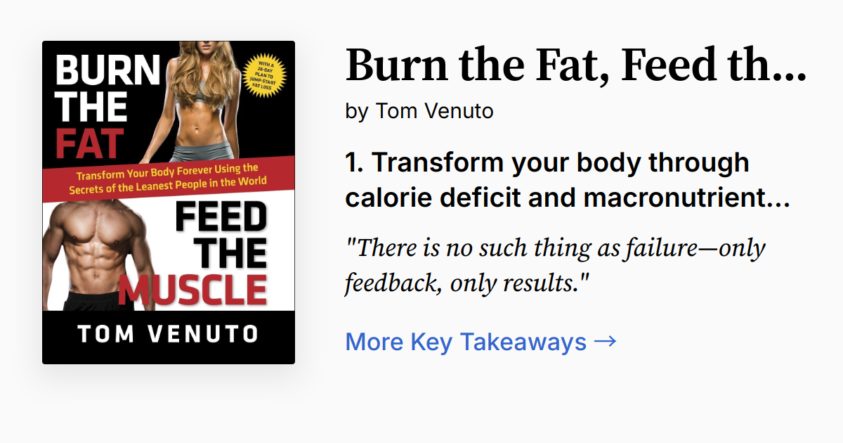 Burn the Fat, Feed the Muscle | Summary, Audio, Quotes, FAQ